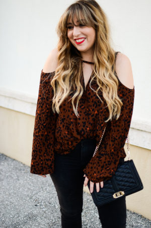 Leopard Cold Shoulder Top - Stephanie Pernas
